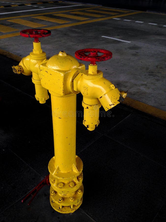 Yellow Pipe of Fire Fighting Water Supply Stock Image - Image of yellow ...