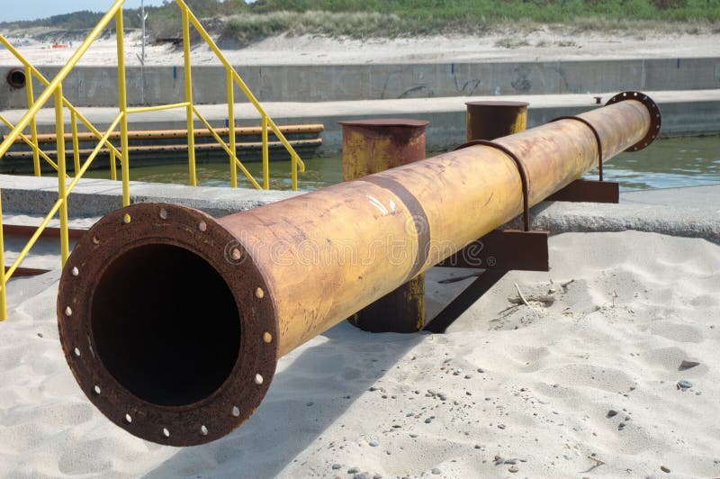 Yellow pipe stock photo. Image of coast, disaster, sewage - 41219506