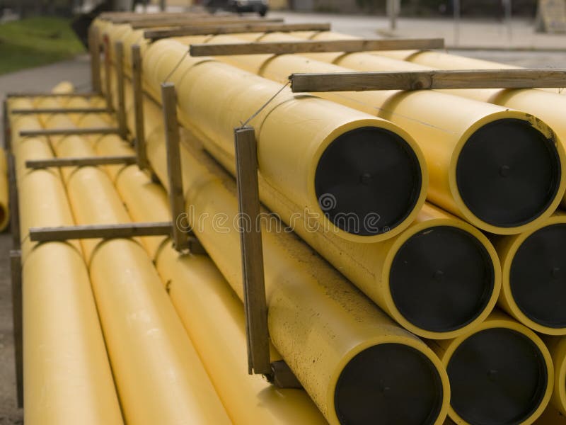 Yellow Pipes stock image. Image of manufacture, circle - 12353505