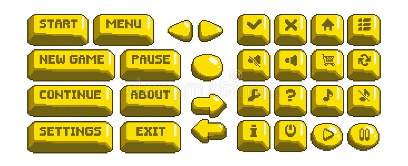 Pixel Button Set Stock Illustrations – 14,072 Pixel Button Set Stock ...