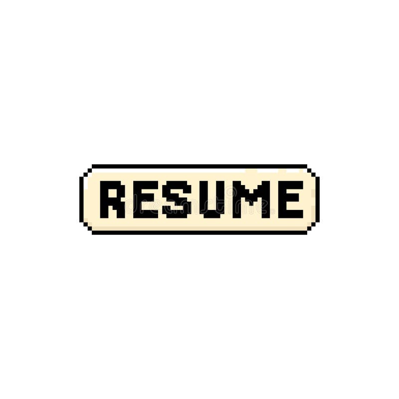 Yellow Pixel Resume Game Button in Vector Design. Retro 8 Bit Style ...