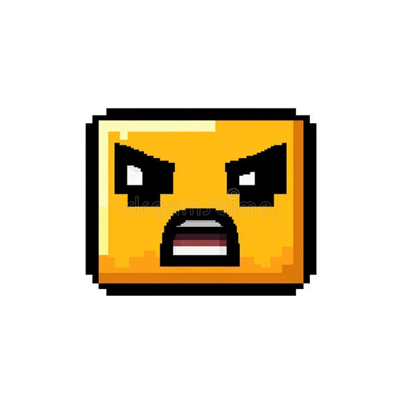 Angry Pixel Art Square Face Emoticon, 8-bit Style Stock Illustration ...