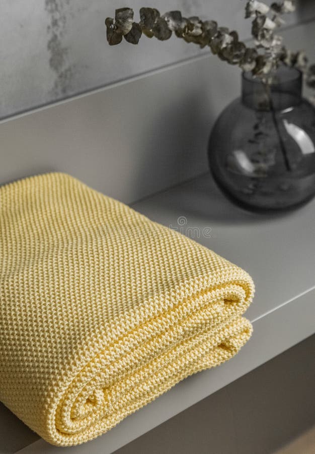 Yellow Plaid Interior Home Comfort Textiles Luxury Stock Photo - Image ...
