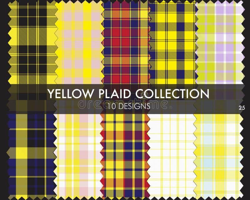 Yellow Plaid Tartan Seamless Pattern Collection Stock Vector ...