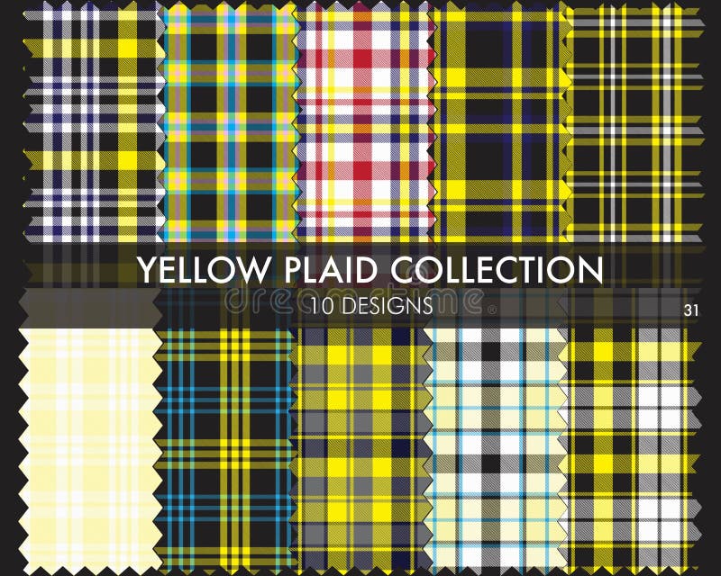 Yellow Plaid Tartan Seamless Pattern Collection Stock Vector ...