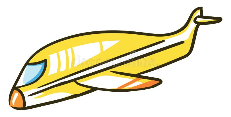 Yellow Plane. Vector Drawing By Hand. Color Cartoon Illustration Stock ...