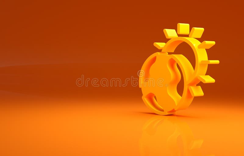 Yellow Planet Earth Melting To Global Warming Icon Isolated on Orange ...
