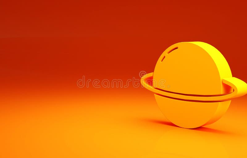 Yellow Planet Saturn with Planetary Ring System Icon Isolated on Orange ...