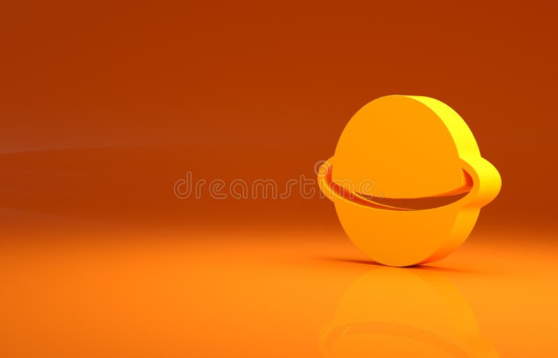 Yellow Planet Saturn with Planetary Ring System Icon Isolated on Orange ...
