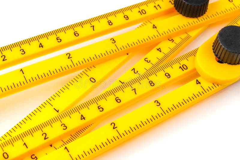 Yellow Plastic Carpenter Ruler for Measuring Angles on White Background ...