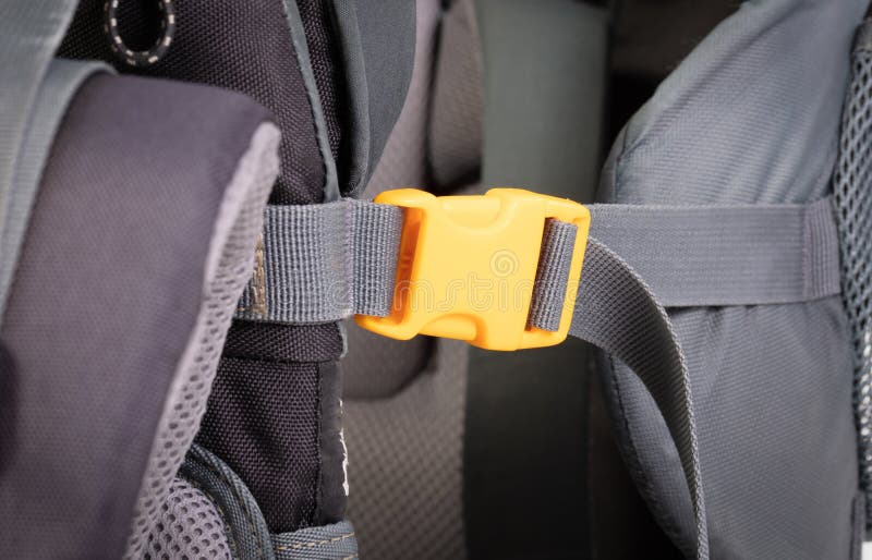 Yellow Plastic Clasp of Backpack Stock Photo - Image of sport, backpack ...