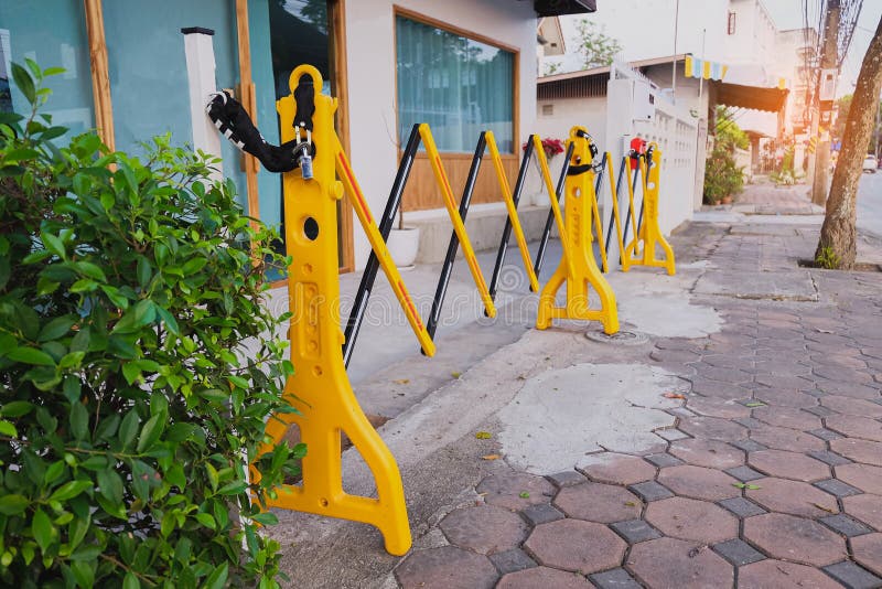 Yellow Plastic Fences. Light Yellow Plastic Fences Stacked Stock Photo ...