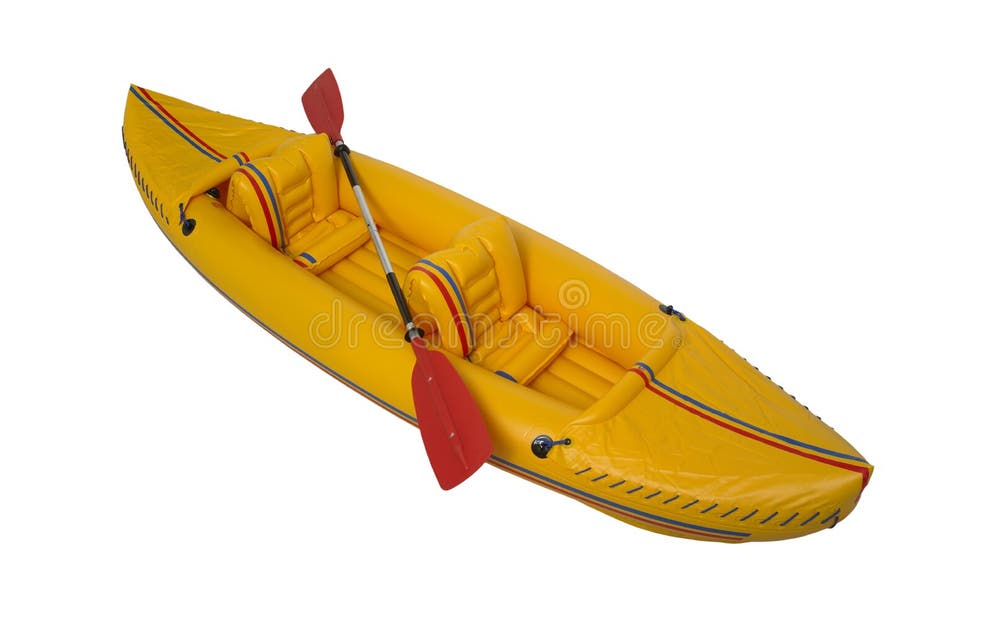 Yellow Plastic Kayak Isolated on White Stock Image - Image of exercise ...