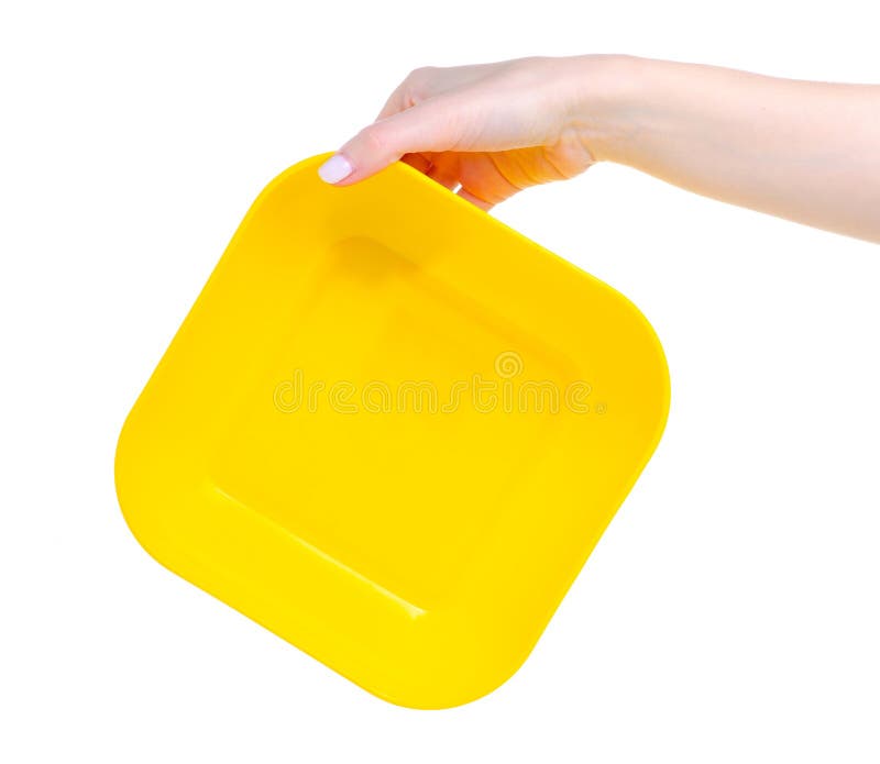 Yellow Plastic Kitchen Bowl in Hand Stock Image - Image of eating ...