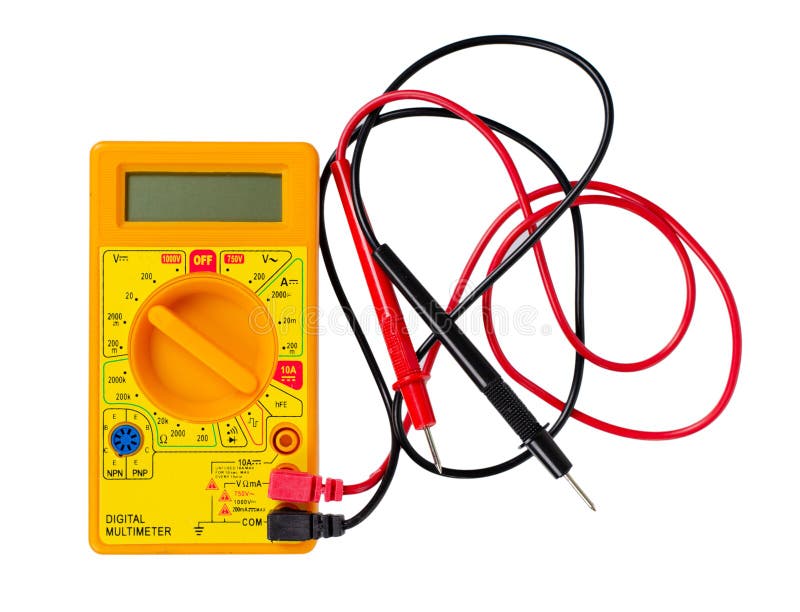 Yellow Plastic Multimeter, Electric Tester Tool. Isolated on White ...