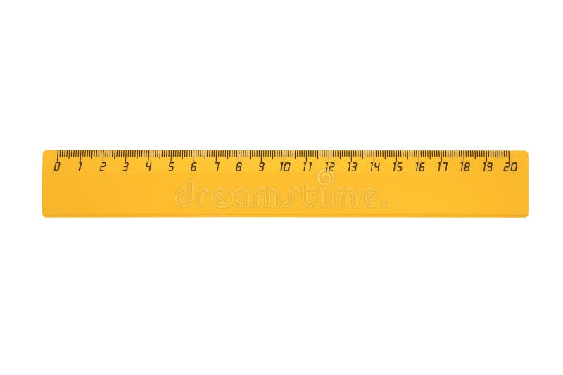 Yellow Plastic Ruler 20 Centimeters Long is Isolated on a White ...