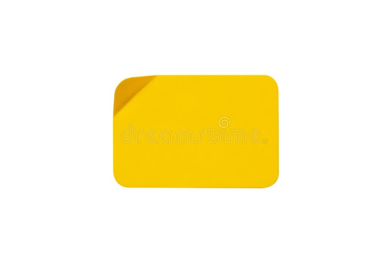 Yellow Plastic Sticker Label Isolated on White Background Stock Photo ...
