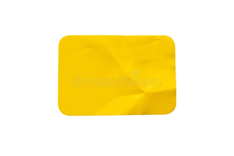 Yellow Plastic Sticker Label Isolated on White Background Stock Image ...