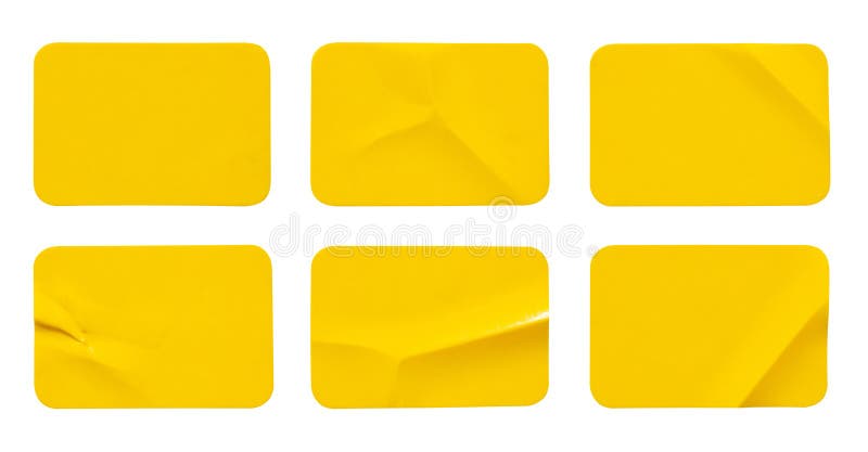 Yellow Plastic Sticker Label Isolated on White Background Stock Photo ...