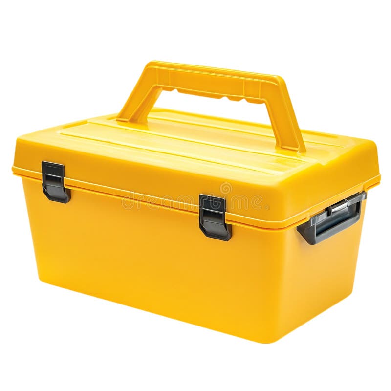 Yellow Plastic Storage Tool Carry Box Container Case Work Isolated on ...