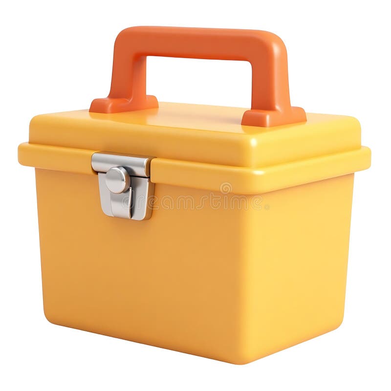 Yellow Plastic Storage Case with Handle and Latch Stock Illustration ...