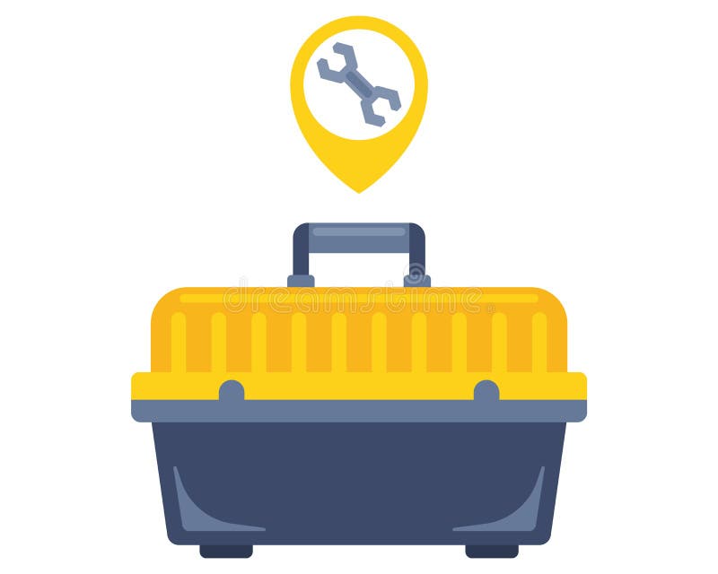 Yellow Plastic Tool Storage Box. Set for Housework Stock Vector ...