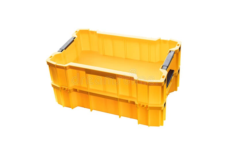 Yellow Plastic Tool Tray or Stacking Containers Isolate on White ...