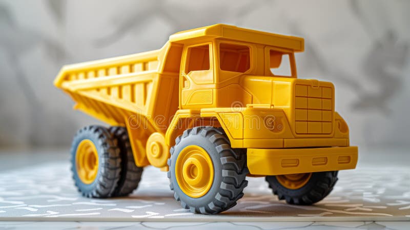 Yellow Plastic Toy Truck with Big Wheels on a Flat Surface Stock Photo ...