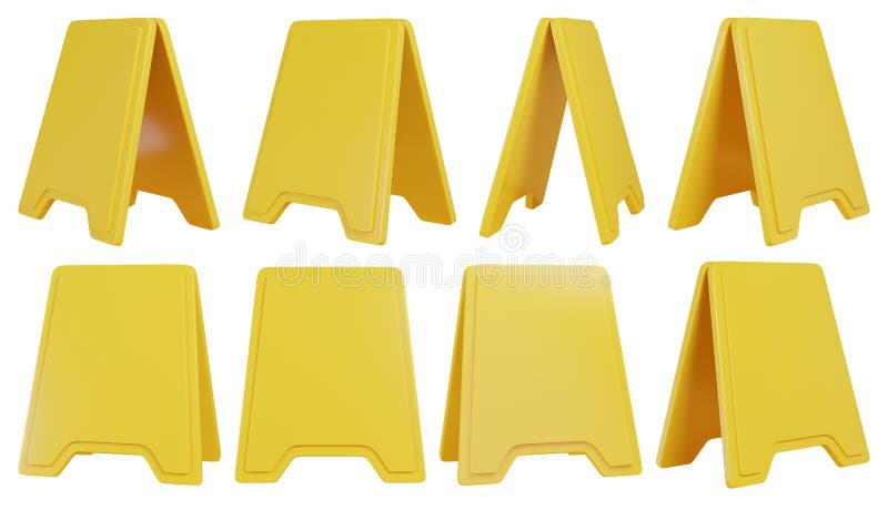 Yellow Plastic Warning Sign Template. Isolated Wet Floor Caution Board ...