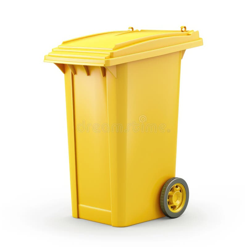 Large Yellow Wheeled Recycling Bin, Waste Disposal Container Stock ...
