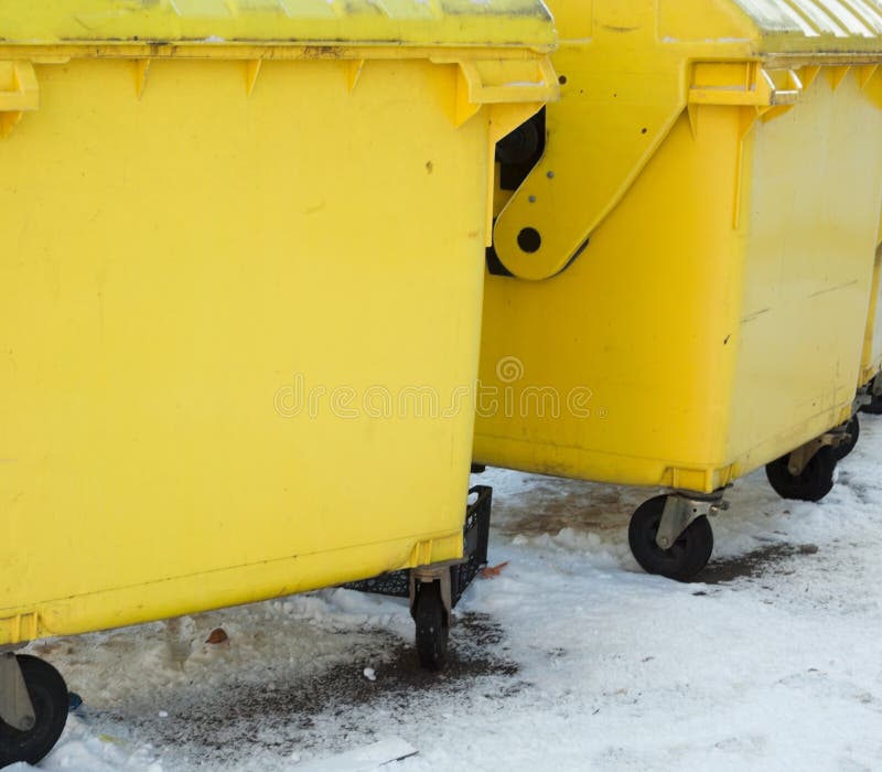 Yellow Plastic Waste Containers Stock Image - Image of ground, dump ...