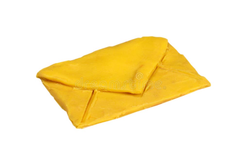 Yellow Plasticine Envelope Isolated on White, Mail Concept Stock Photo ...