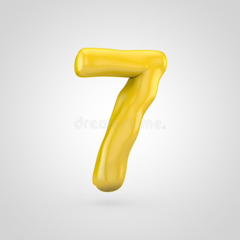 Yellow Plasticine Number 7 Isolated on White Background. Stock ...