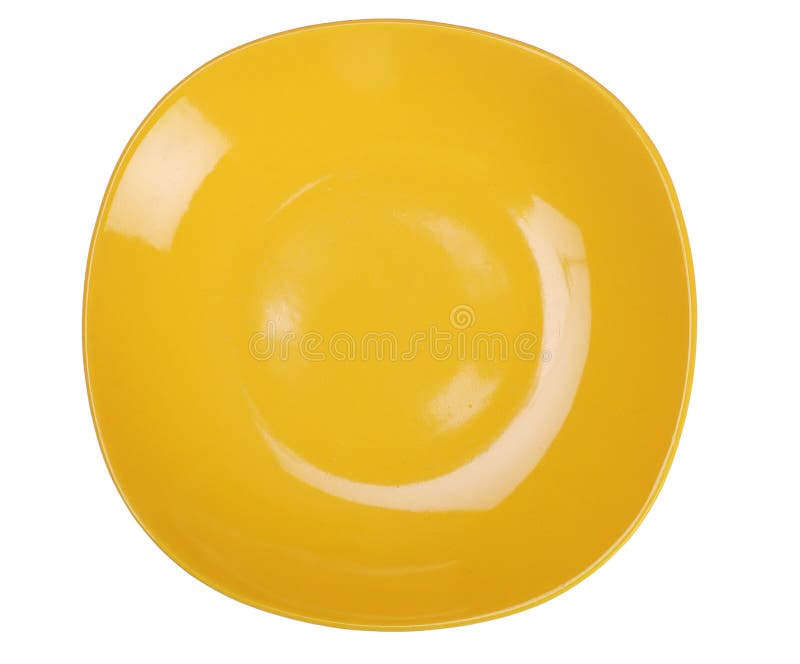 Yellow plate. stock photo. Image of dish, saucer, isolate - 7455090