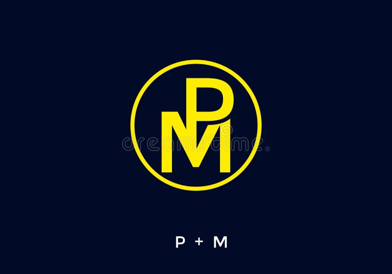 Yellow PM Initial Letter in Circle Stock Vector - Illustration of ...