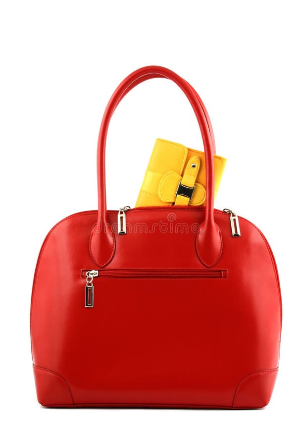 Red handbag with wallet stock image. Image of travel, fashion - 3294931