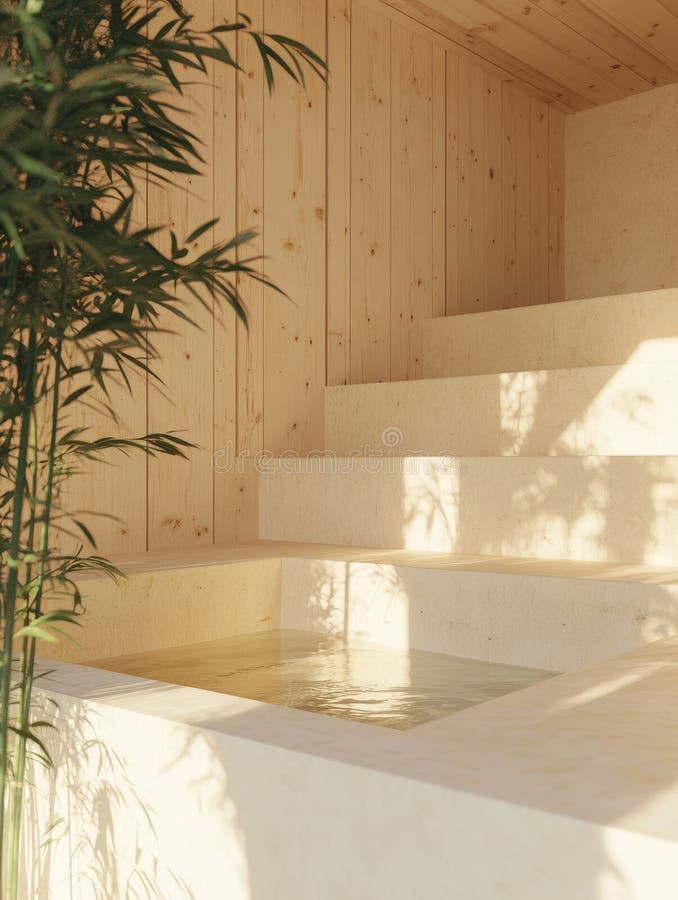 Yellow Podium with Bamboo Features Illuminated by Natural Light in ...