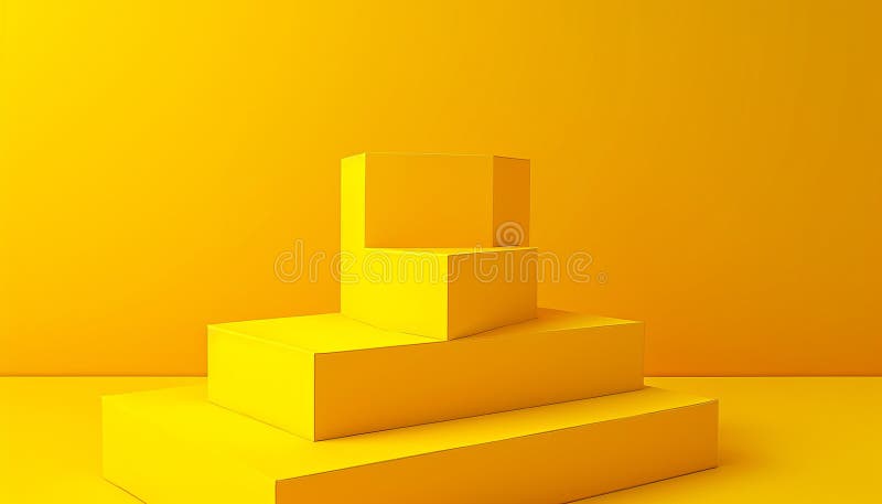 Yellow Podium Cube Stand Abstract Stage Platform or Product Studio ...