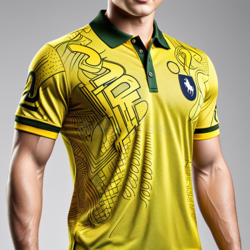 Yellow Polo Shirt with Geometric Design. Stock Illustration ...