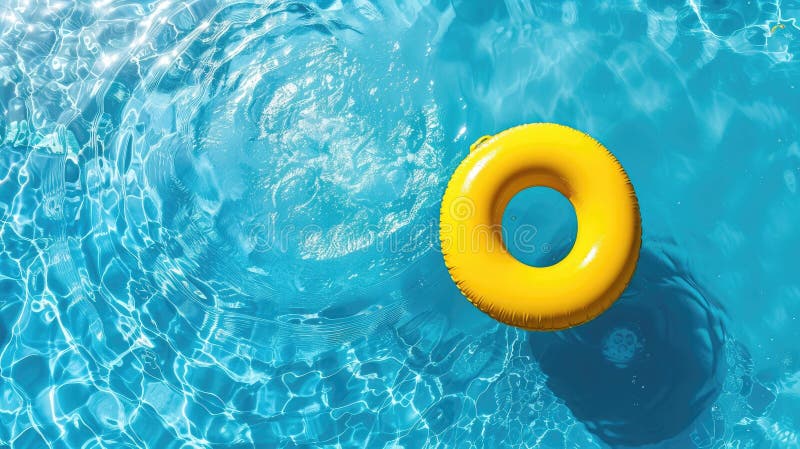 Yellow Pool Float in Clear Blue Water, Sunny Day. Stock Photo - Image ...