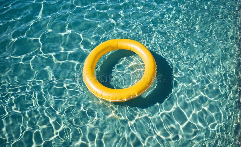 Yellow Pool Float in Clear Water Stock Illustration - Illustration of ...