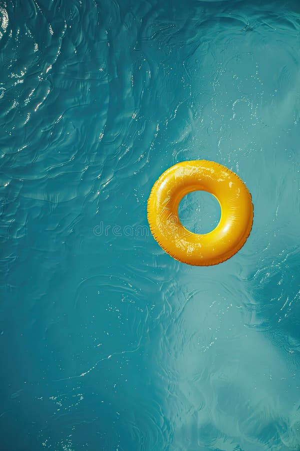 Yellow Pool Float, Ring Floating in a Refreshing Blue Swimming Pool ...