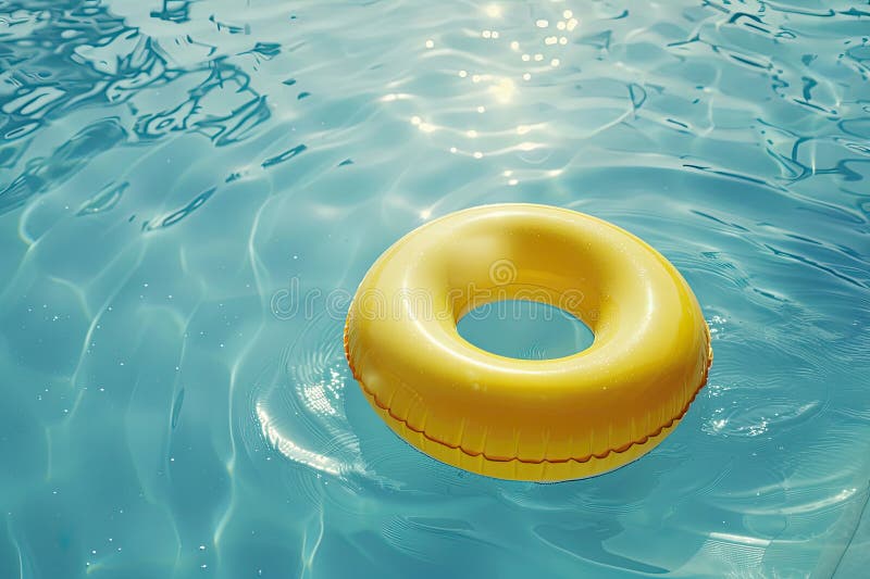 Yellow Pool Float, Ring Floating in a Refreshing Blue Swimming Pool ...