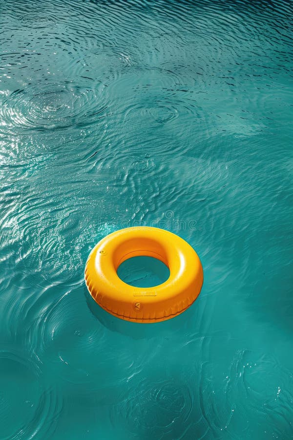 Yellow Pool Float, Ring Floating in a Refreshing Blue Swimming Pool ...