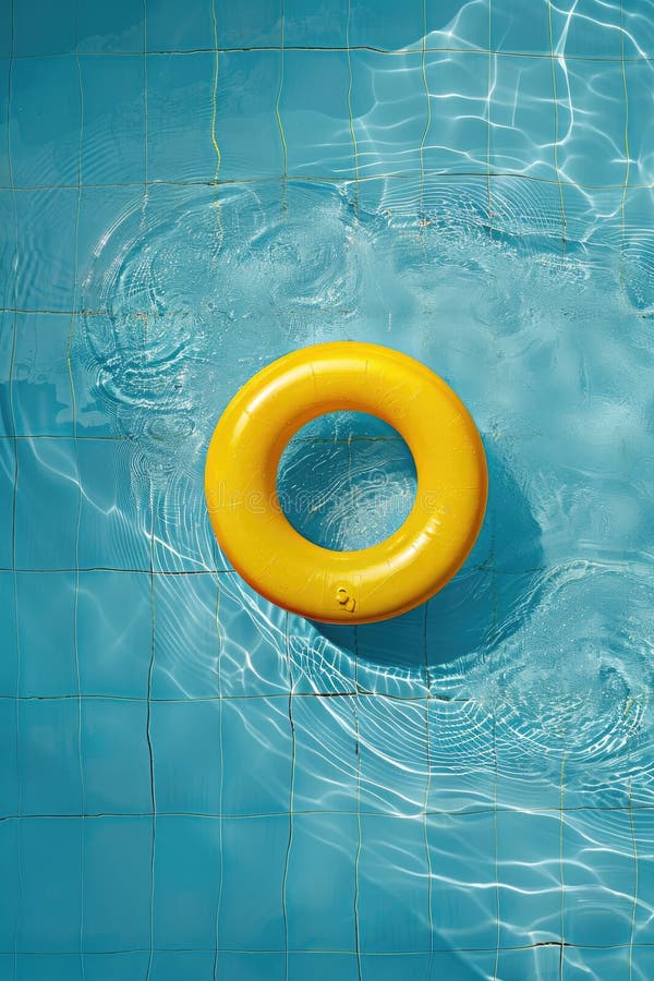 Yellow Pool Float, Ring Floating in a Refreshing Blue Swimming Pool ...