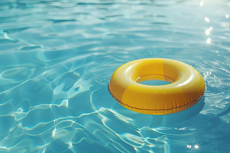 Yellow Pool Float, Ring Floating in a Refreshing Blue Swimming Pool ...