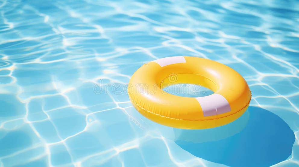 Yellow Pool Float, Ring Floating in a Refreshing Blue Swimming Pool ...