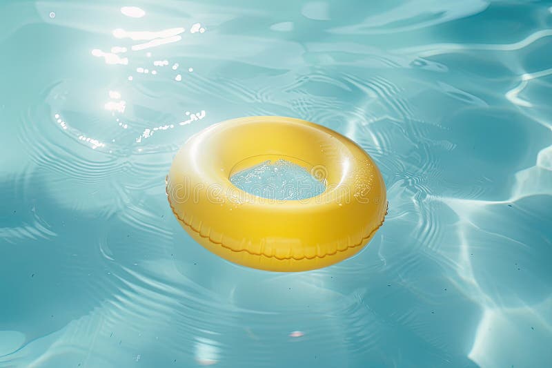 Pool Float, Ring Floating in a Refreshing Blue Swimming Pool Stock ...