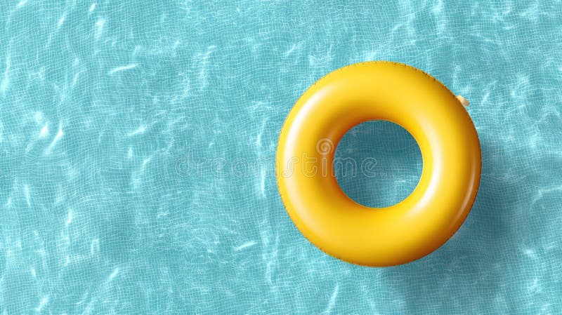 Yellow Inflatable Pool Float on Clear Blue Water Summer Background ...