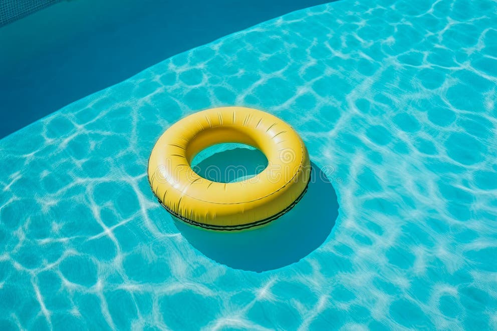 Yellow Pool Float/ring in Pretty Blue Swimming Pool Stock Image - Image ...
